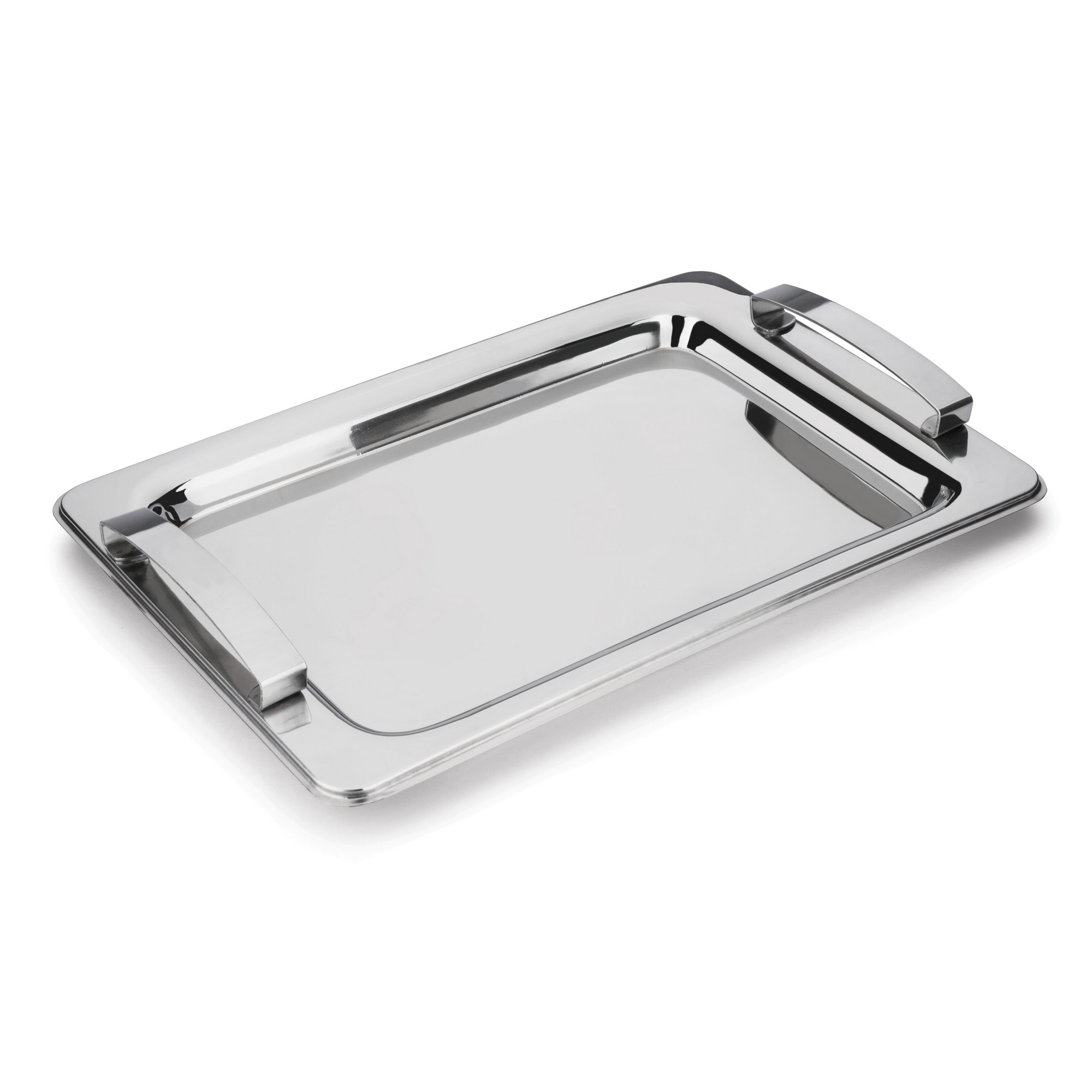 Bandeja Com Alça 37cm Jamesf Retangular De Aço Inox Via Valor